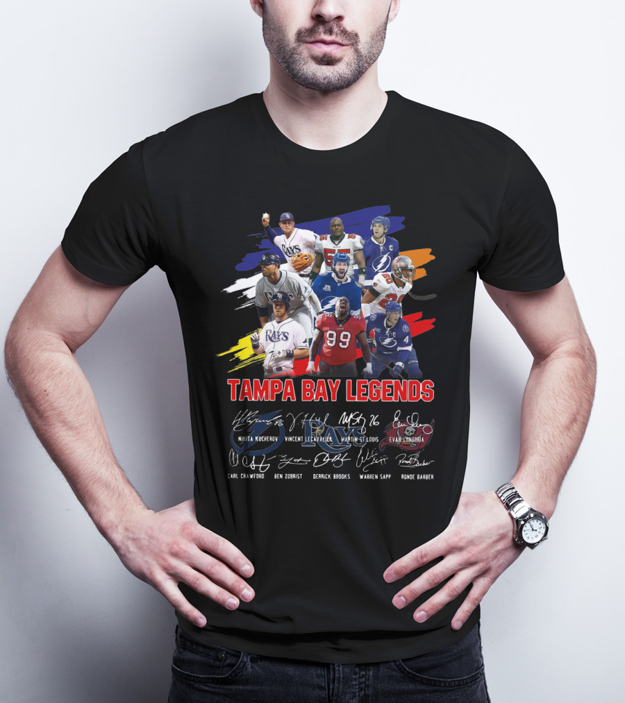 Tampa Bay Legends Rays Lightning Buccaneers Kucherov Lecavalier St. Louis Longoria Crawford Zobrist Brooks Sapp Barber T-Shirt