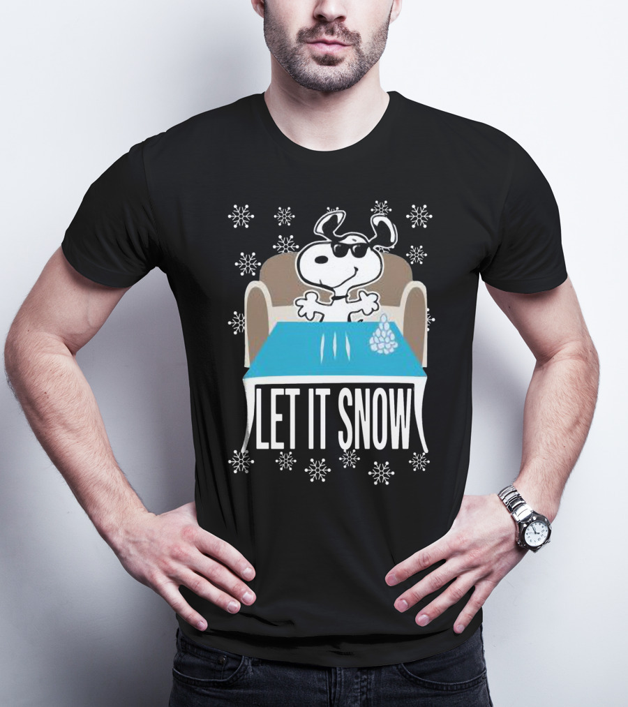 Let It Snow Snoop Dogg Walmart Cocaine Santa Snowflakes Charlie Brown Peanuts T-Shirt