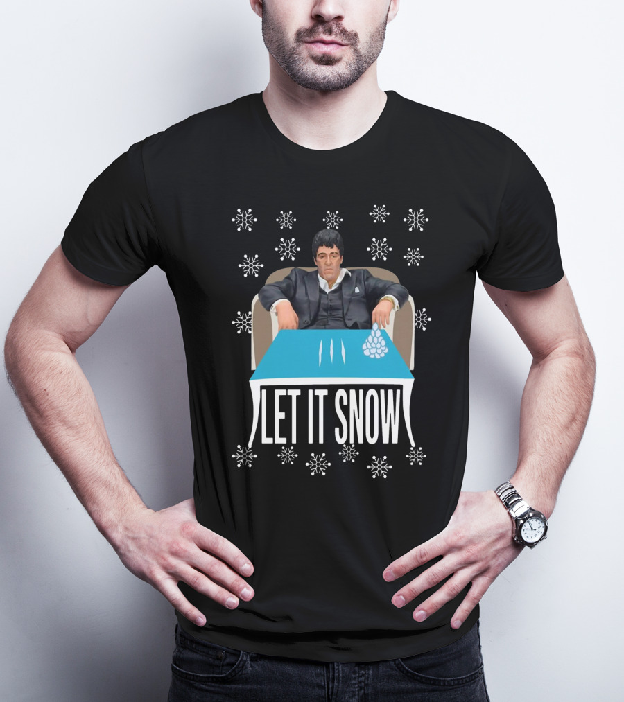 Let It Snow Tony Montana Snowflake Cocaine Santa T-Shirt