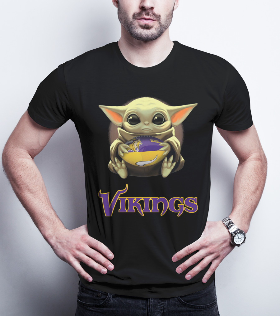Baby Yoda With Minnesota Vikings Football T-Shirt