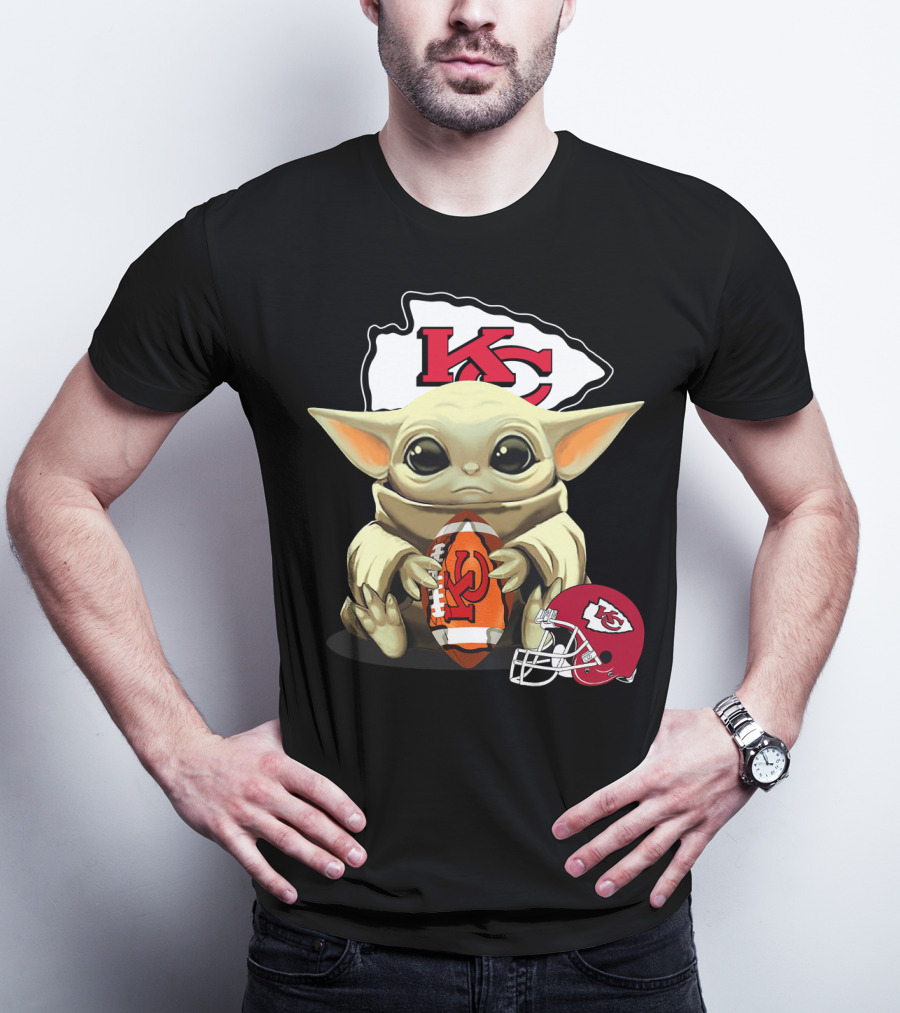 Baby Yoda Kansas City Chiefs Football Helmet T-Shirt