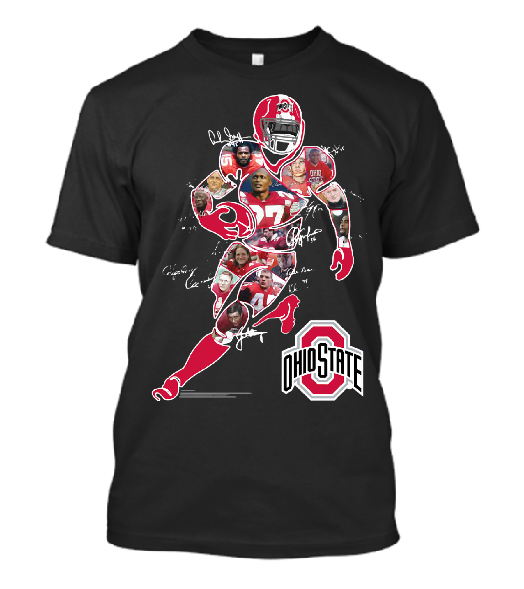 Ohio State Buckeyes Football Collage With Player And Helmet T-Shirt