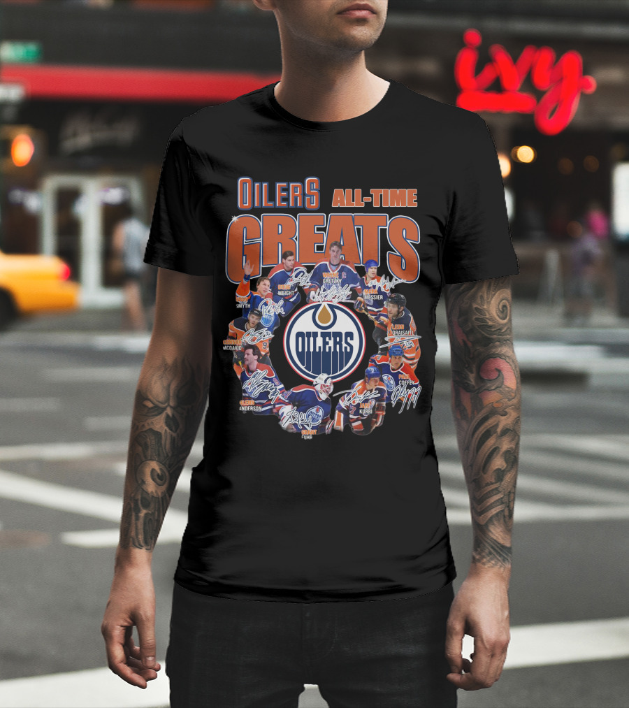 Oilers All Time Greats Wayne Gretzky Edmonton Legends Coffey Messier Kurri T-Shirt
