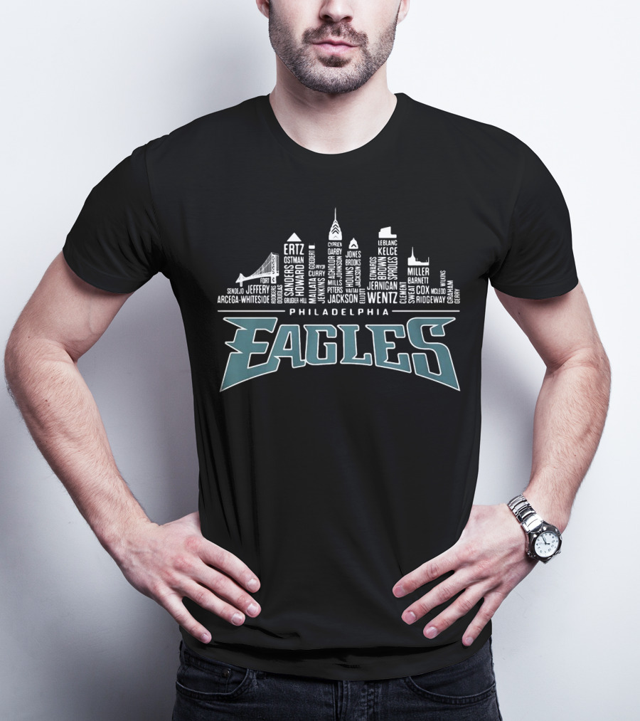 Philadelphia Eagles Skyline Player Names Team Spirit T-Shirt