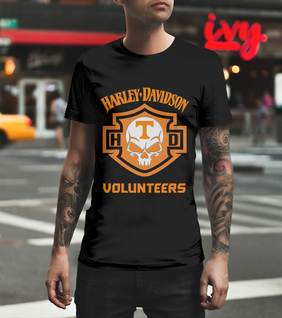 Harley Davidson Volunteers Skull Tennessee Ncaa Football Fans T-Shirt
