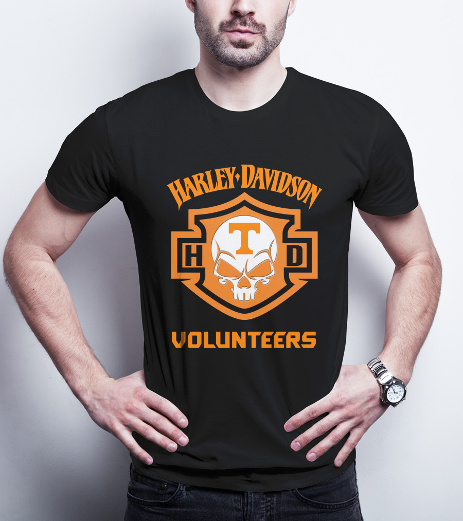 Harley Davidson Volunteers Skull Tennessee Ncaa Football Fans T-Shirt