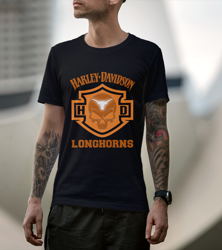 Harley Davidson Hd Longhorns Texas Ncaa Football Fans 127 T-Shirt