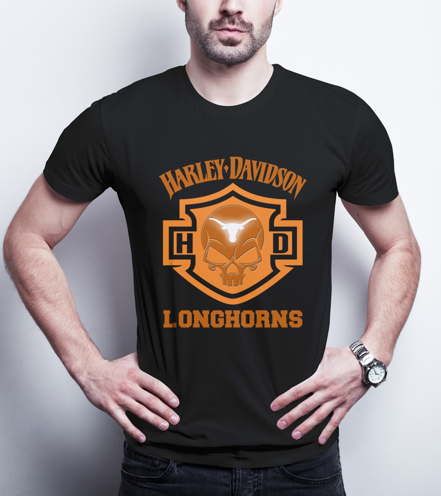 Harley Davidson Hd Longhorns Texas Ncaa Football Fans 127 T-Shirt