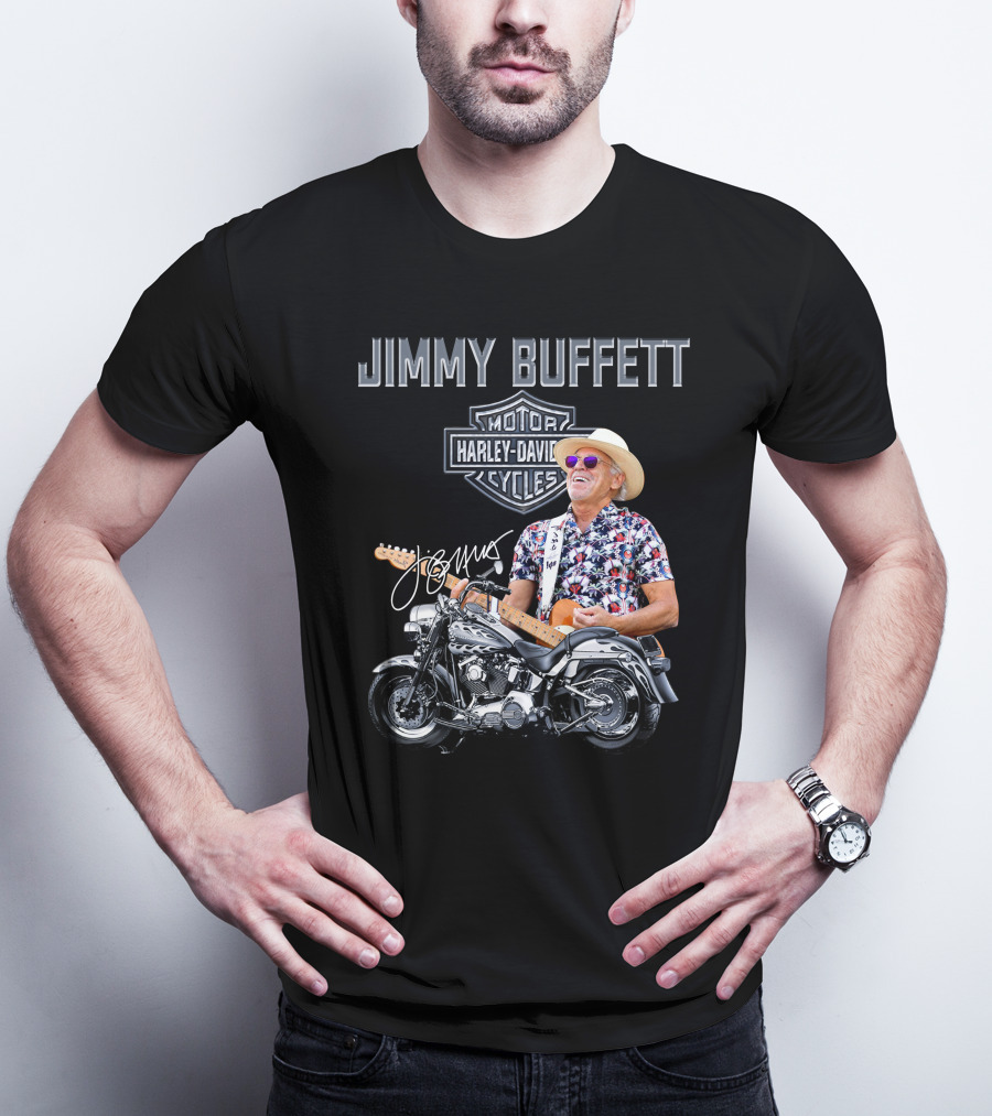 Jimmy Buffett Harley Davidson Motorcycles Vintage Style T-Shirt