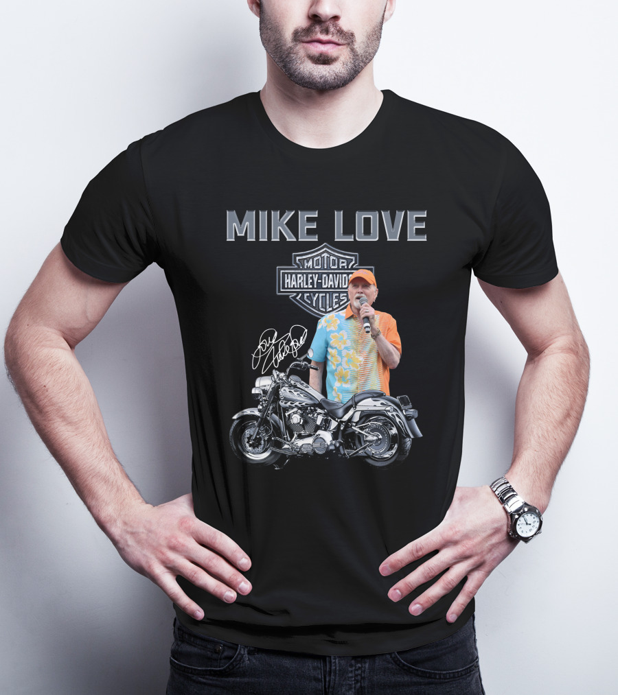 Mike Love Harley Davidson Motorcycle Signature T-Shirt