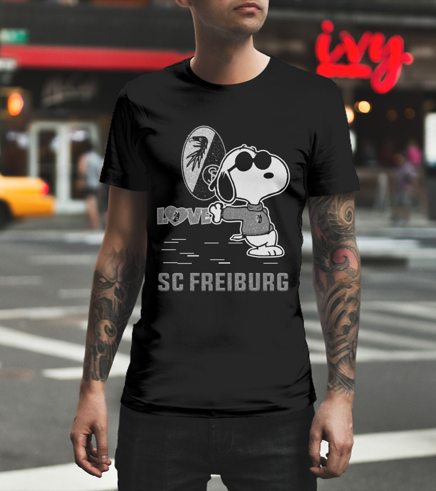 Snoopy Love SC Freiburg Peanuts Football Fan T-Shirt