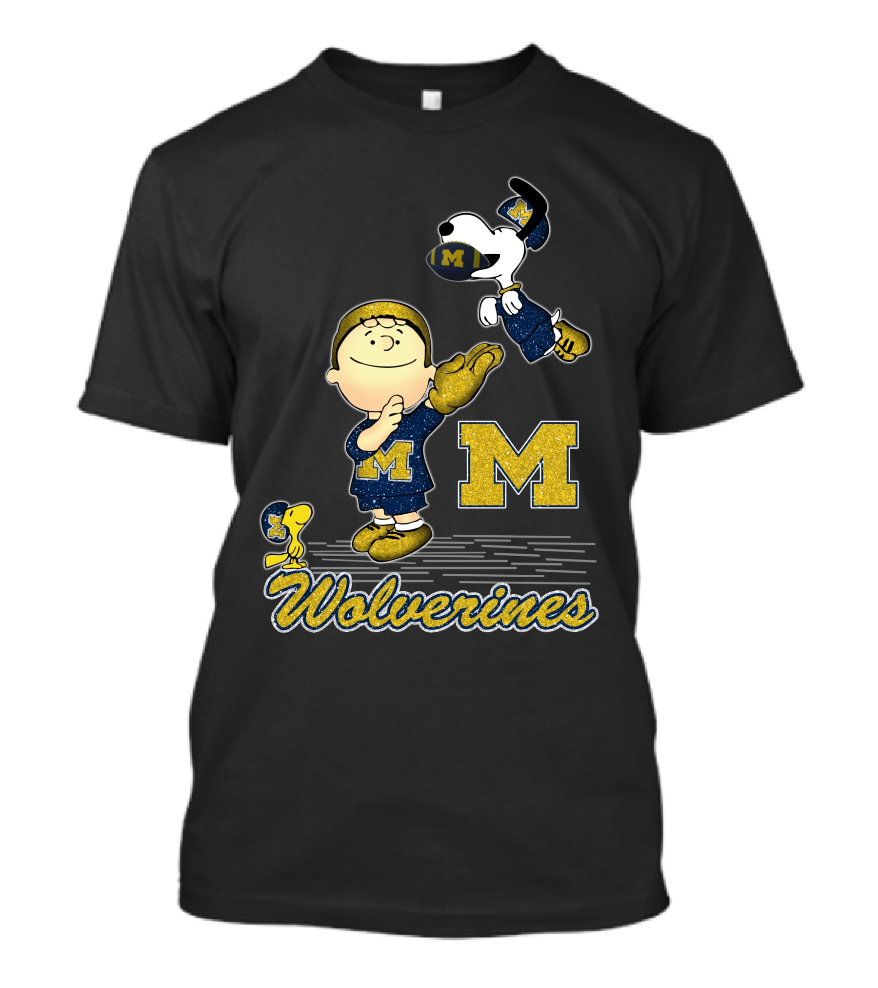 Snoopy And Wolverines Enthusiastic Team Spirit With Peanuts Characters T-Shirt