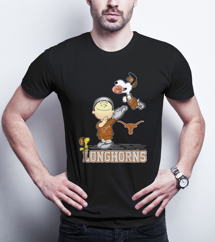 Snoopy Longhorns Peanuts Football Charlie Brown Texas Fans T-Shirt
