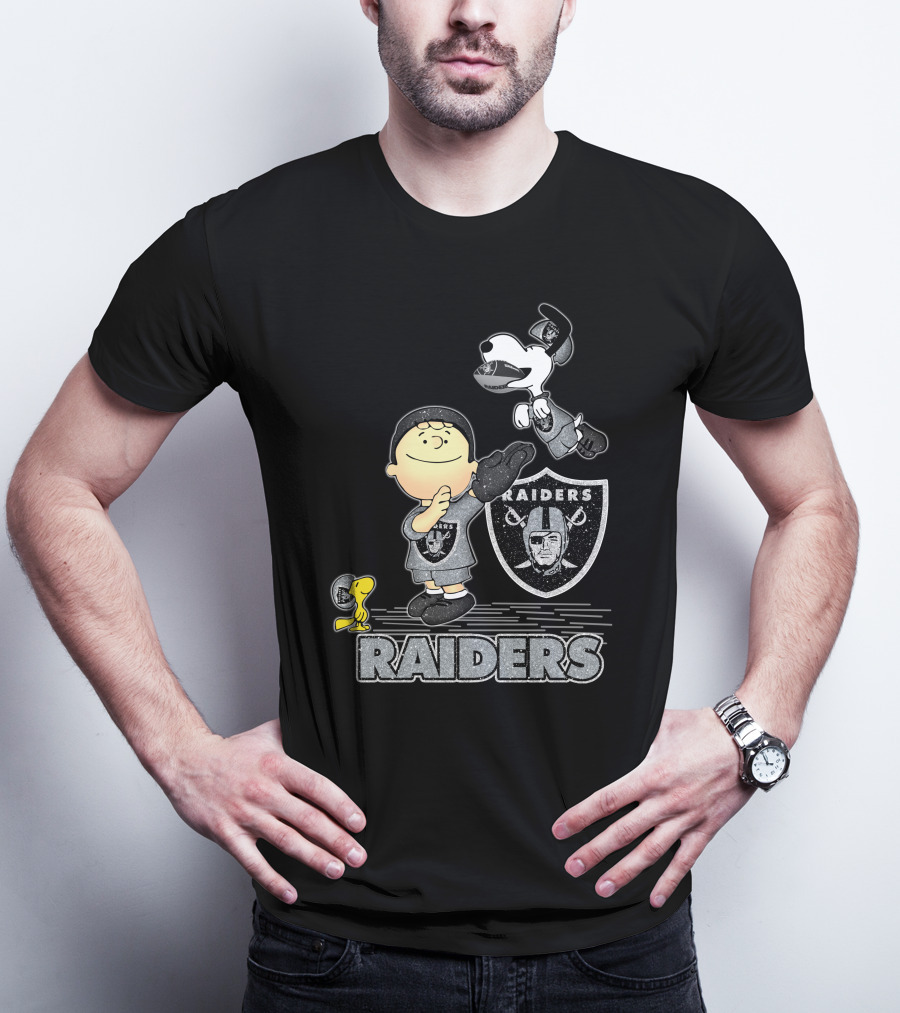 Snoopy Raiders Football Team With Las Vegas Logo And Friends T-Shirt