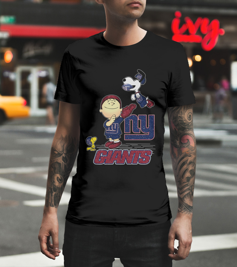 Snoopy Love New York Giants Ny Giants Football Charlie Brown Woodstock T-Shirt