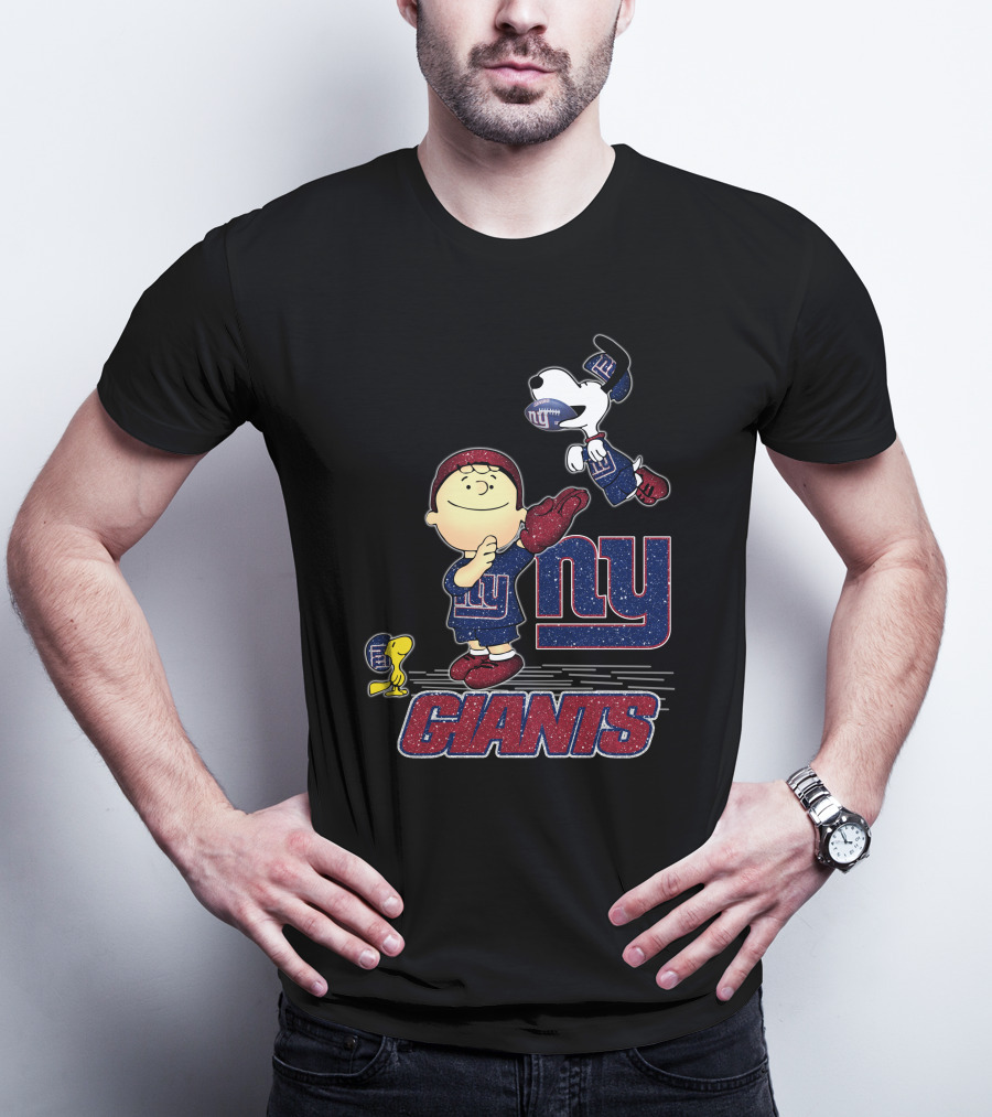Snoopy Love New York Giants Ny Giants Football Charlie Brown Woodstock T-Shirt