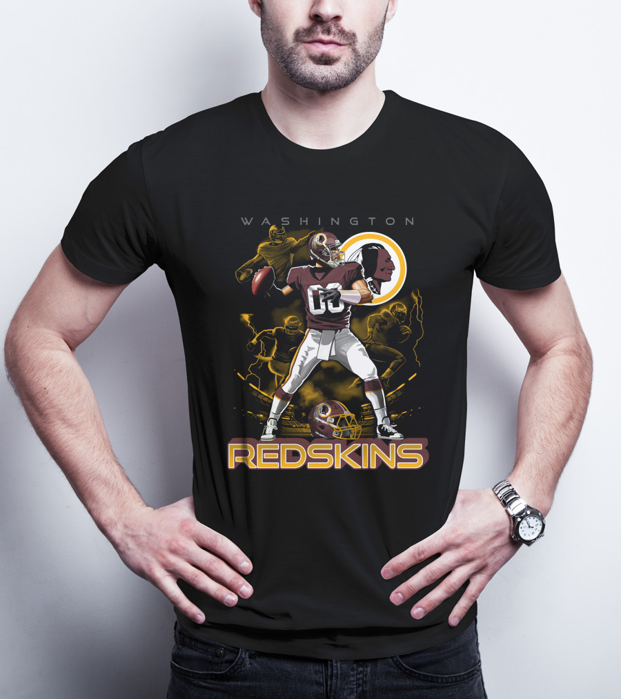 Washington Redskins Football Player With Team Logo And Helmet T-Shirt