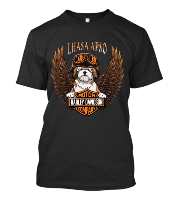 Lhasa Apso Harley Davidson Motor Company Winged T-Shirt
