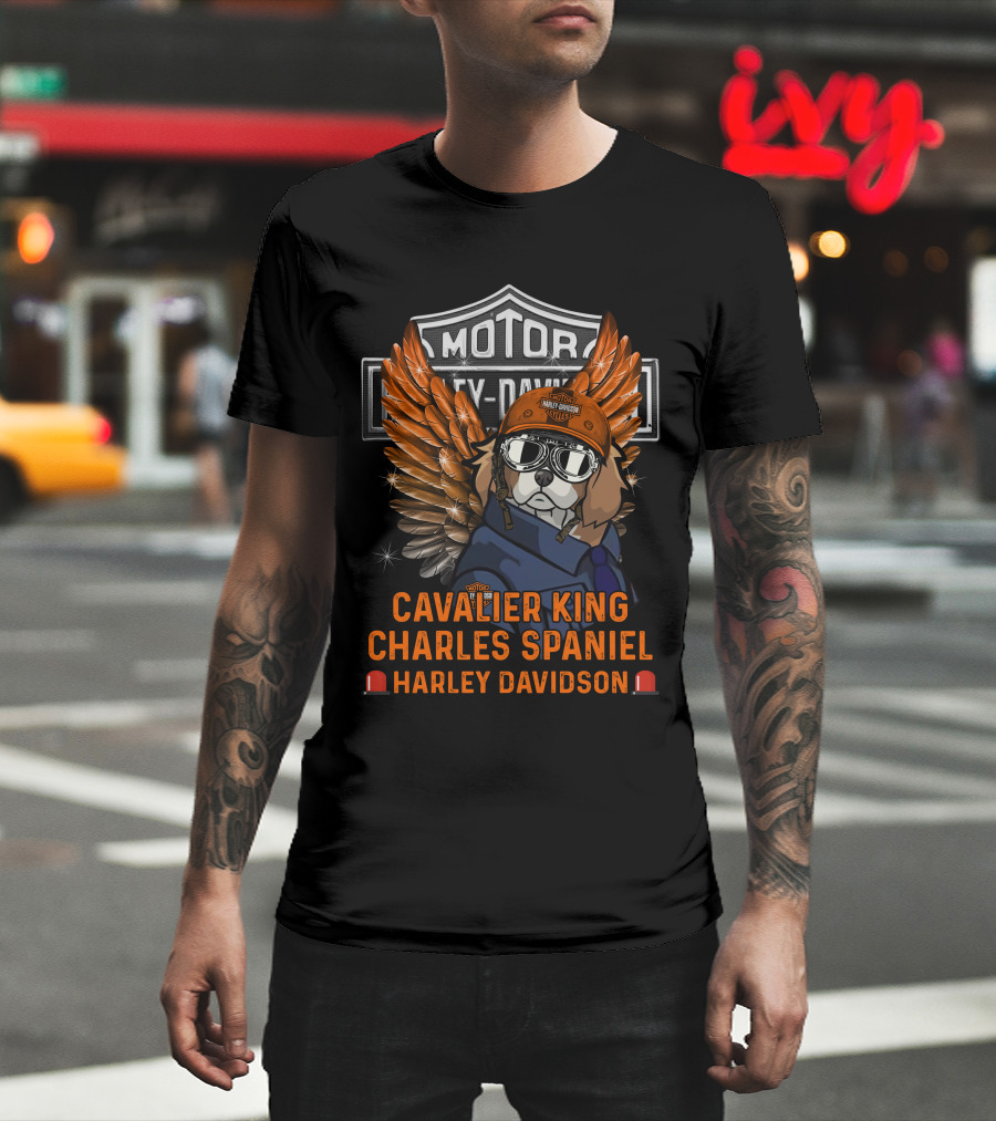 Cavalier King Charles Spaniel Harley Davidson Motor Dogs T-Shirt