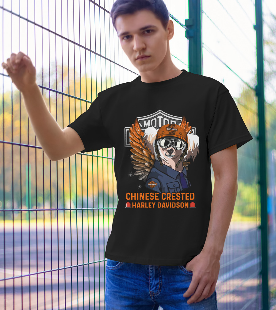Chinese Crested Harley Davidson Motor Cycles T-Shirt