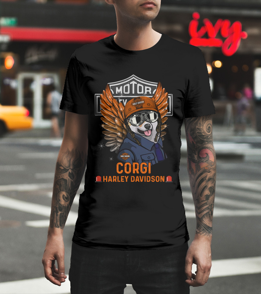 Corgi Harley Davidson Motor Classic Wings T-Shirt