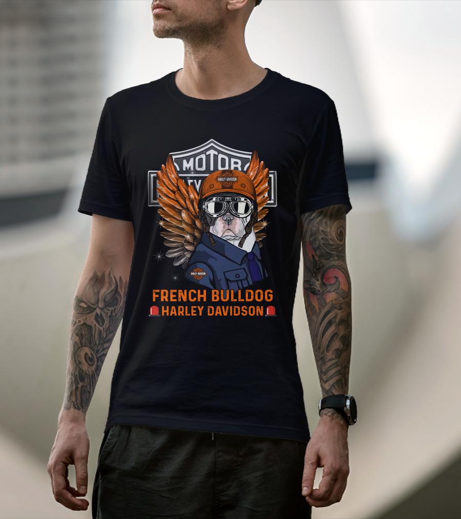 French Bulldog Harley Davidson Motorcycle Wings T-Shirt