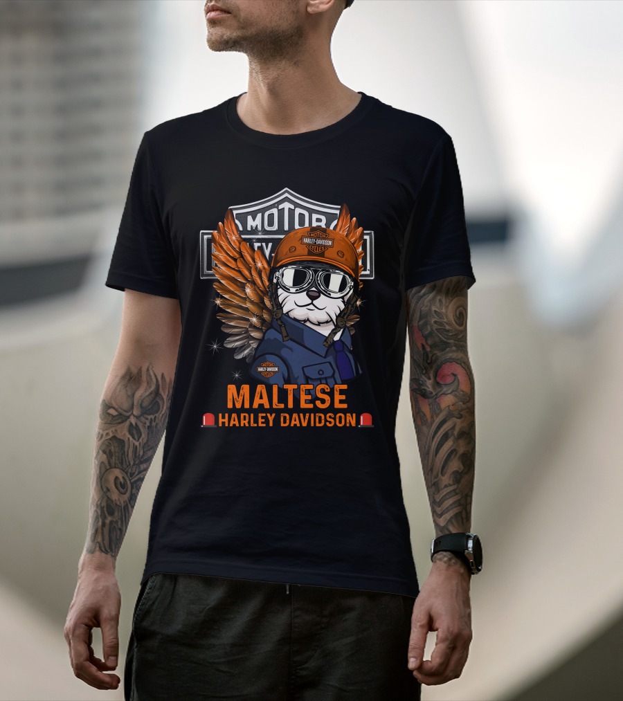 Maltese Harley Davidson Motor City Styles T-Shirt