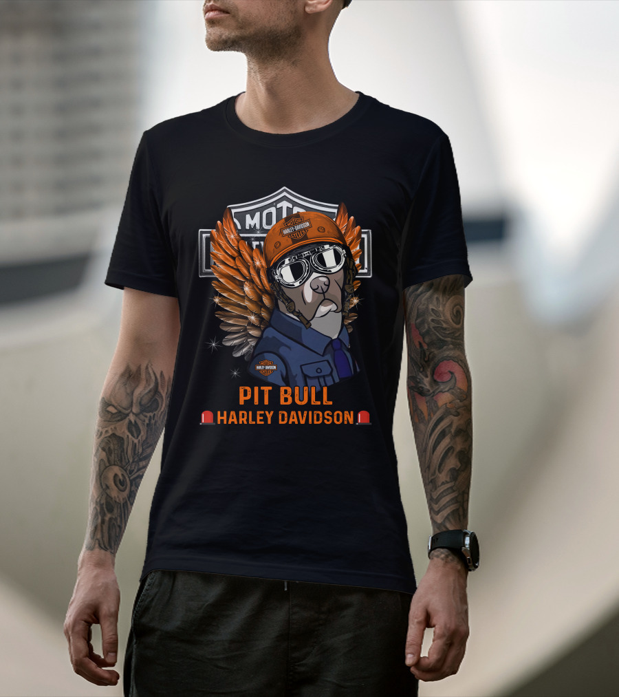 Harley Davidson Pit Bull Motorcycle Wings T-Shirt