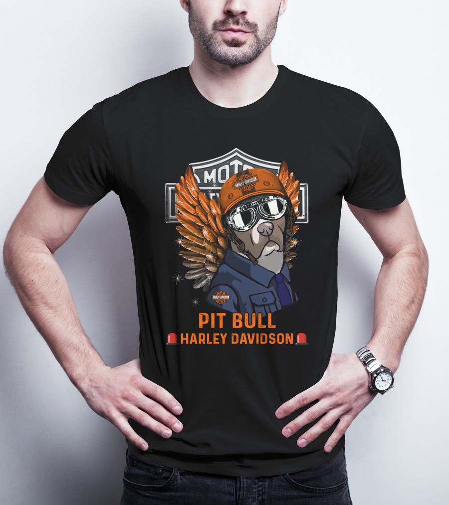 Harley Davidson Pit Bull Motorcycle Wings T-Shirt
