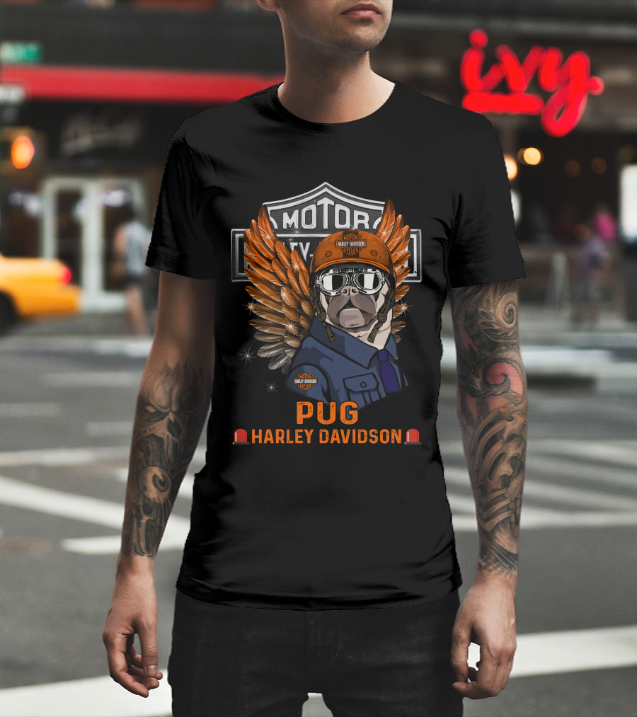Pug Harley Davidson Motor City Kustoms T-Shirt