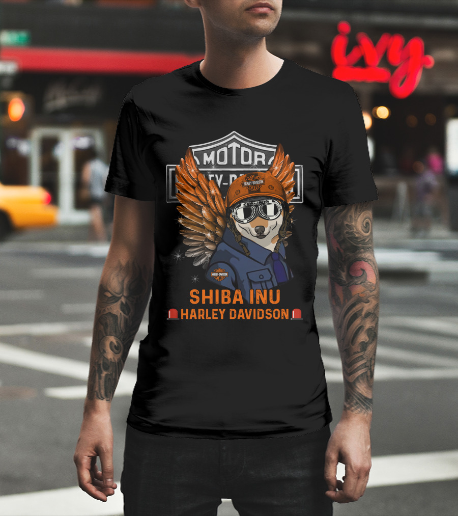 Motor Harley Davidson Cycles Shiba Inu Wings And Helmet T-Shirt