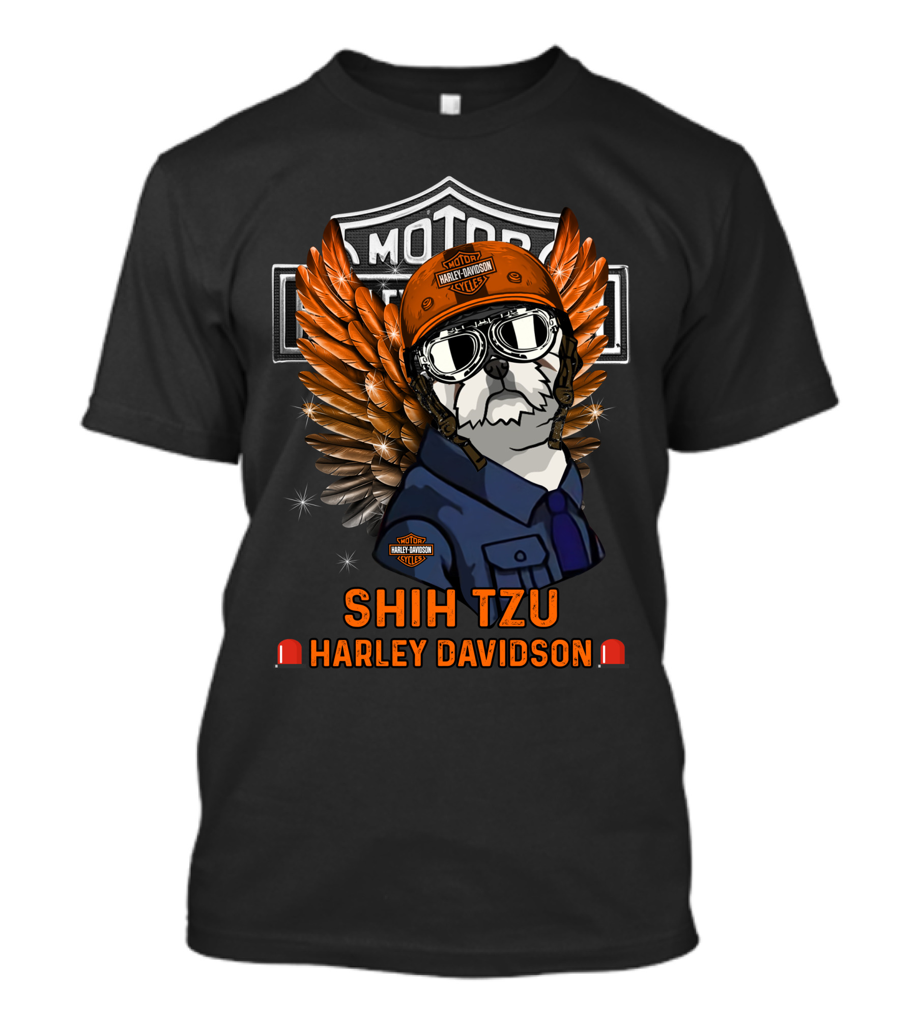 Shih Tzu Harley Davidson Motor Wings T-Shirt