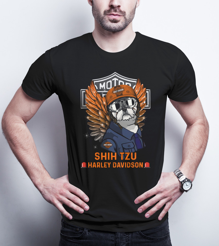 Shih Tzu Harley Davidson Motor Wings T-Shirt