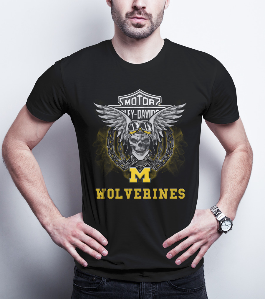 Michigan Wolverines Motor Harley Davidson Ncaa Football Fans T-Shirt
