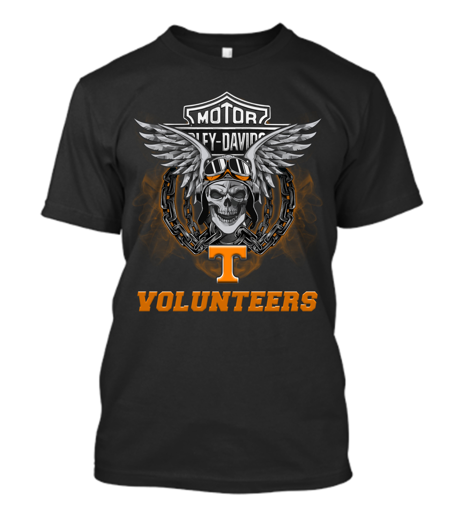 Harley Davidson Motor Skull Wings Goggles Chains Tennessee Volunteers T-Shirt