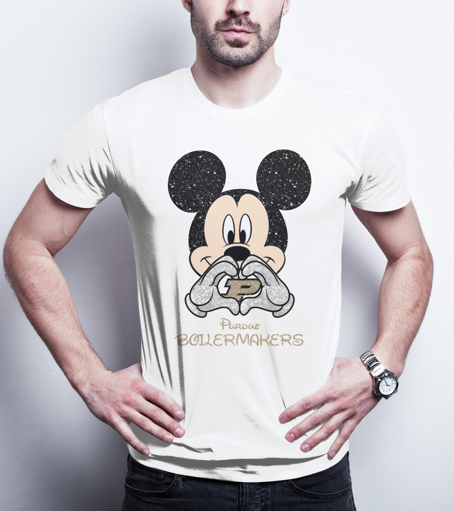 Purdue Boilermakers Mickey Mouse Heart Gesture T-Shirt