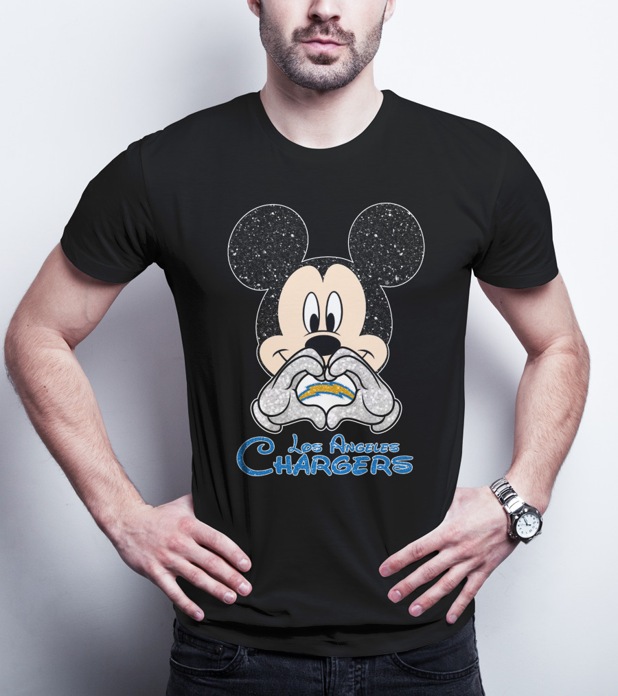Mickey Los Angeles Chargers Heart T-Shirt