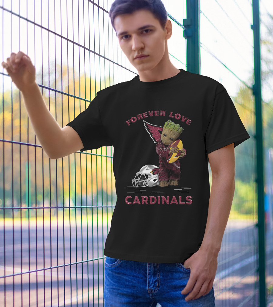 Forever Love Cardinals Groot Holding Football Helmet T-Shirt