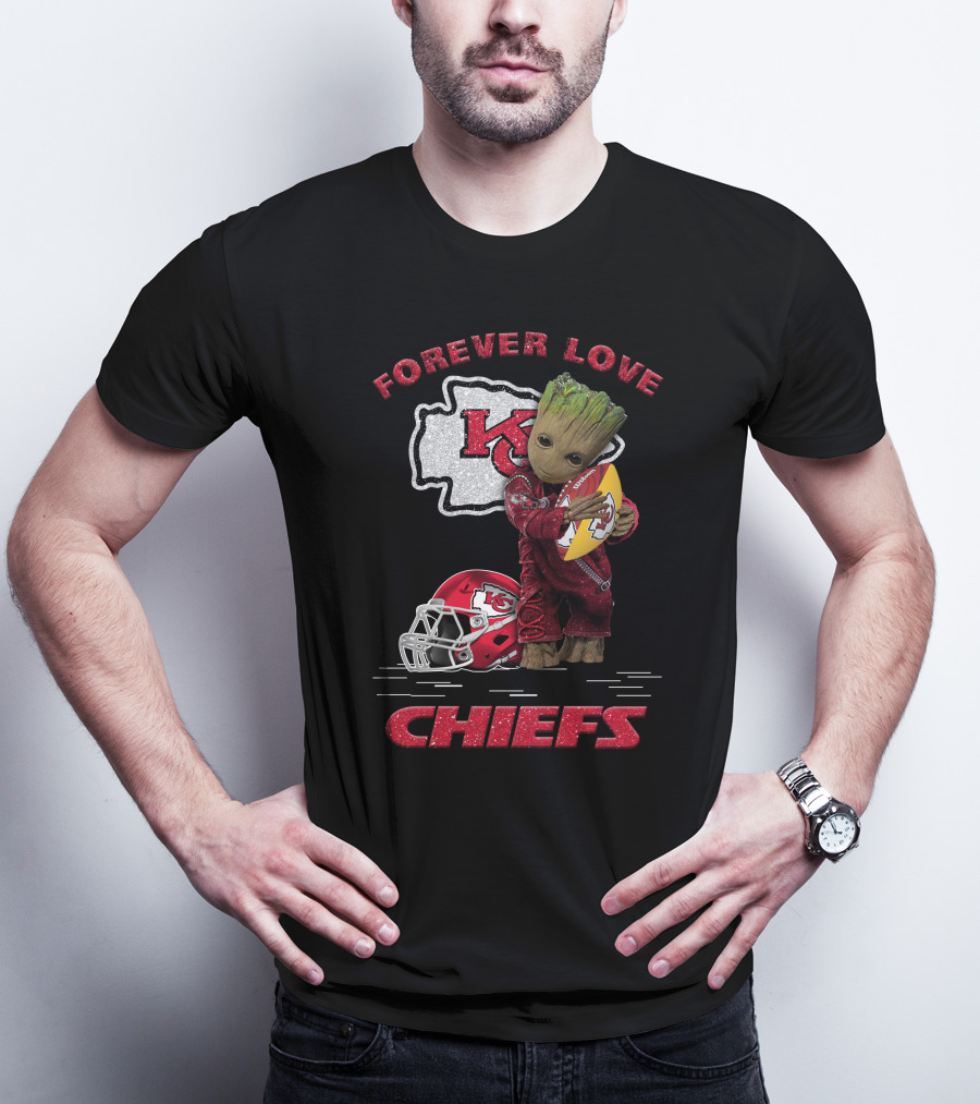 Forever Love Kansas City Chiefs Groot Football Helmet T-Shirt