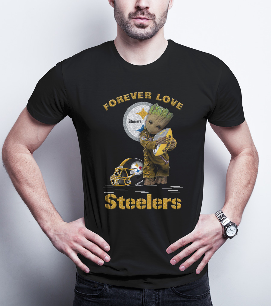 Forever Love Steelers Groot Holding Football T-Shirt
