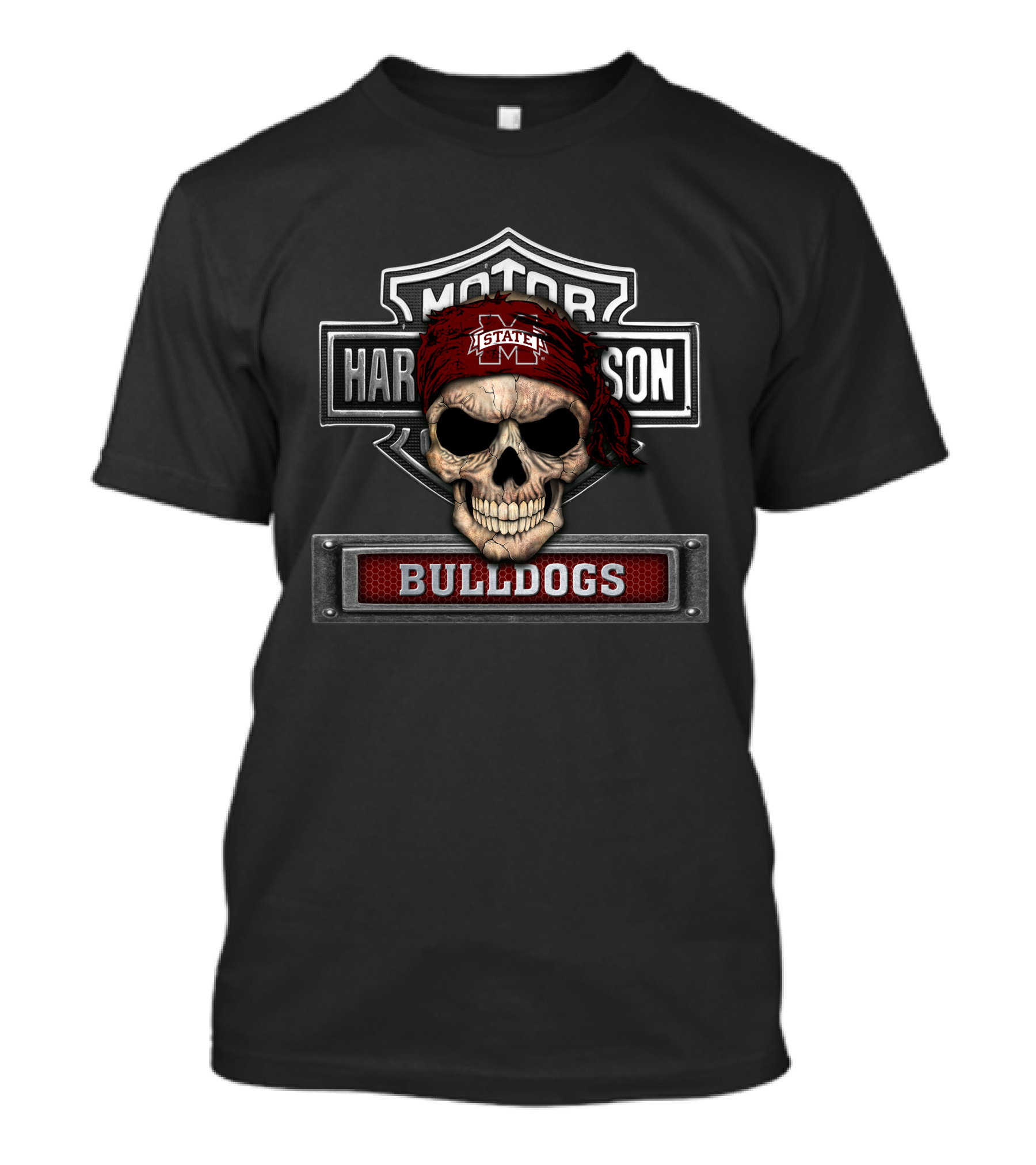 Mississippi State Bulldogs Skull With Motor Harley Davidson T-Shirt