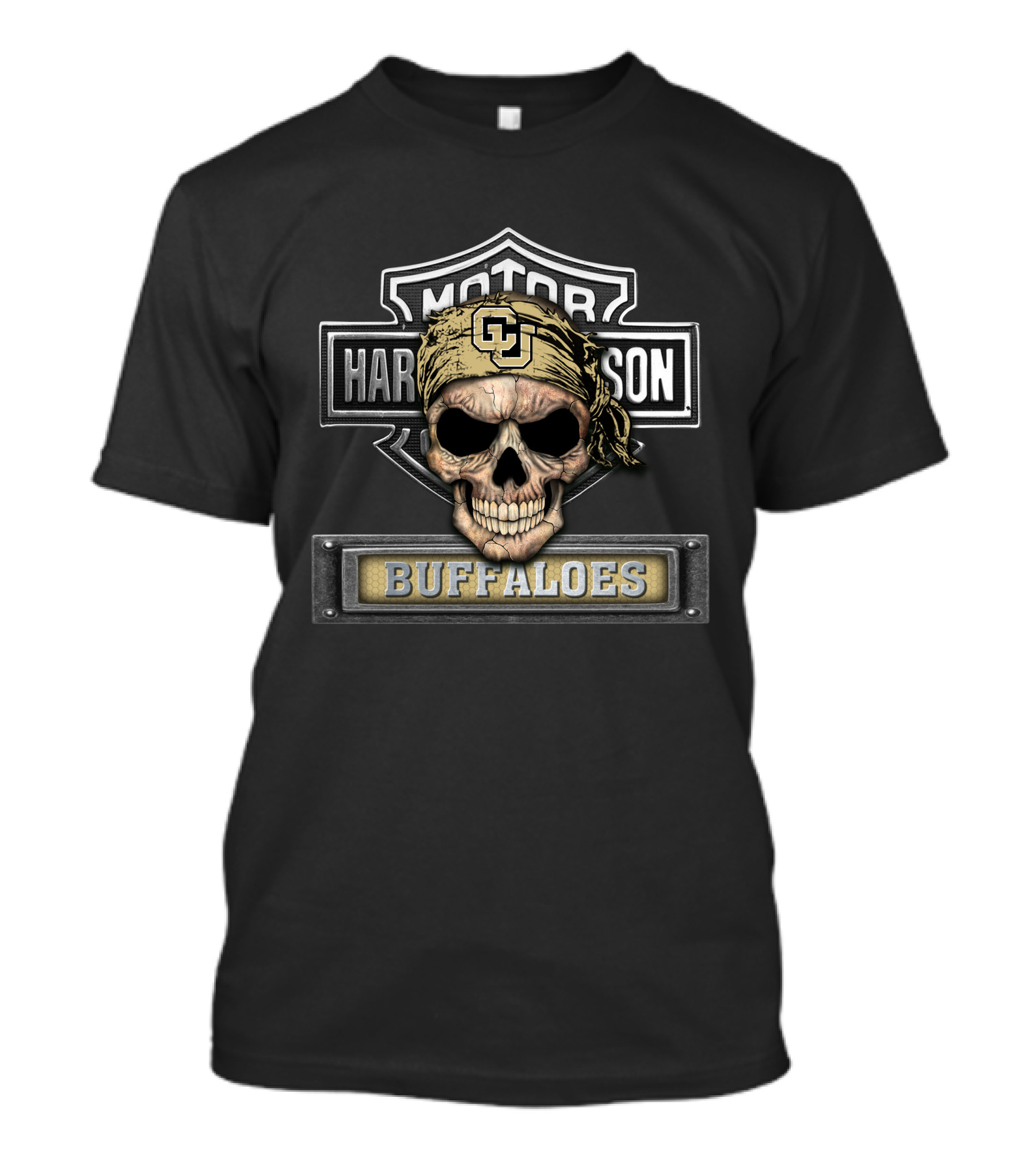 Cu Buffaloes Skull Harley Davidson Ncaa Colorado T-Shirt