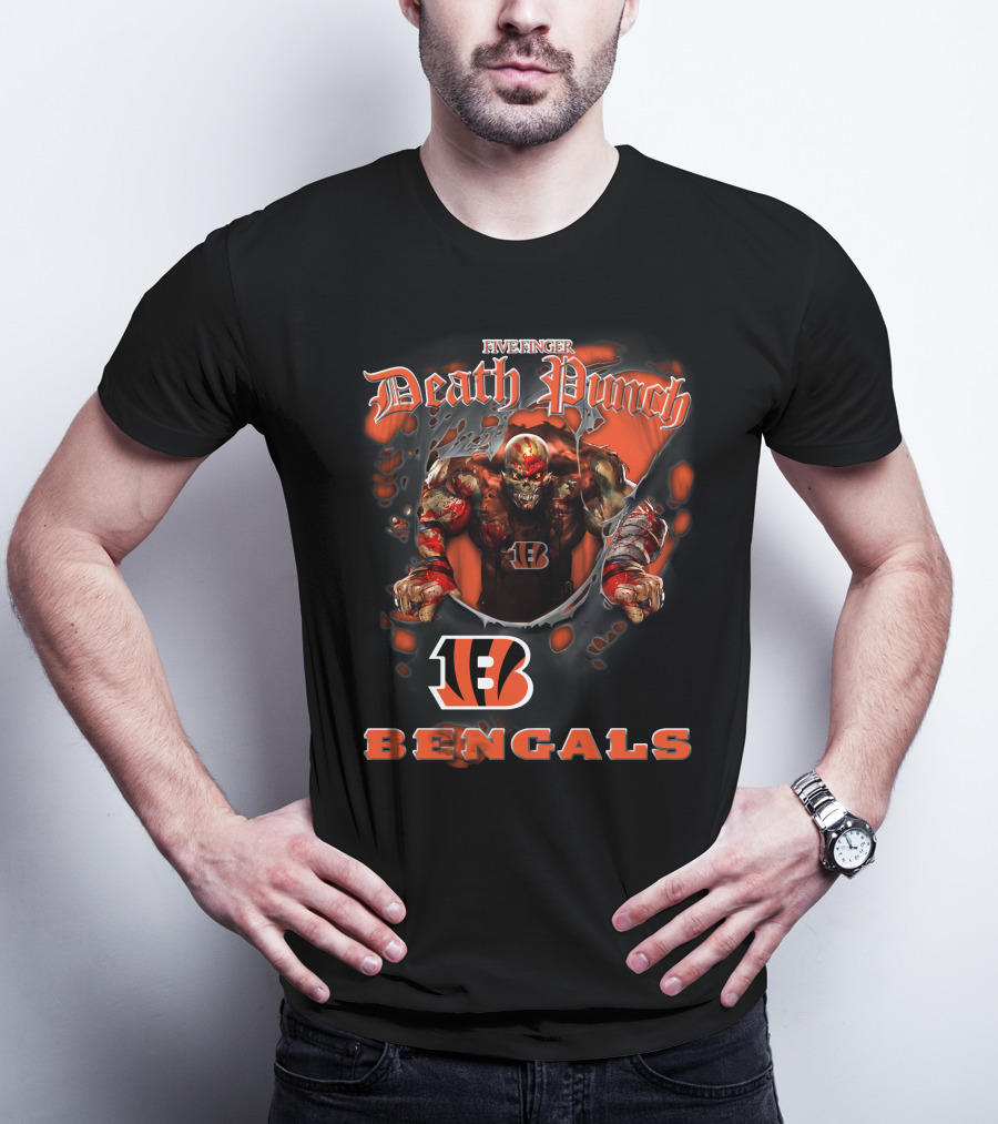 Five Finger Death Punch Cincinnati Bengals Nfl Fans Official Team Collaboration T-Shirt