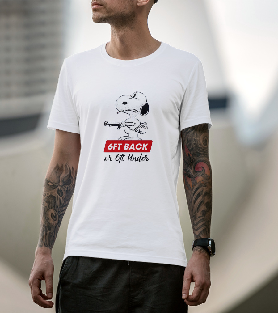 Snoopy 6ft Back Or 6ft Under Rifle T-Shirt