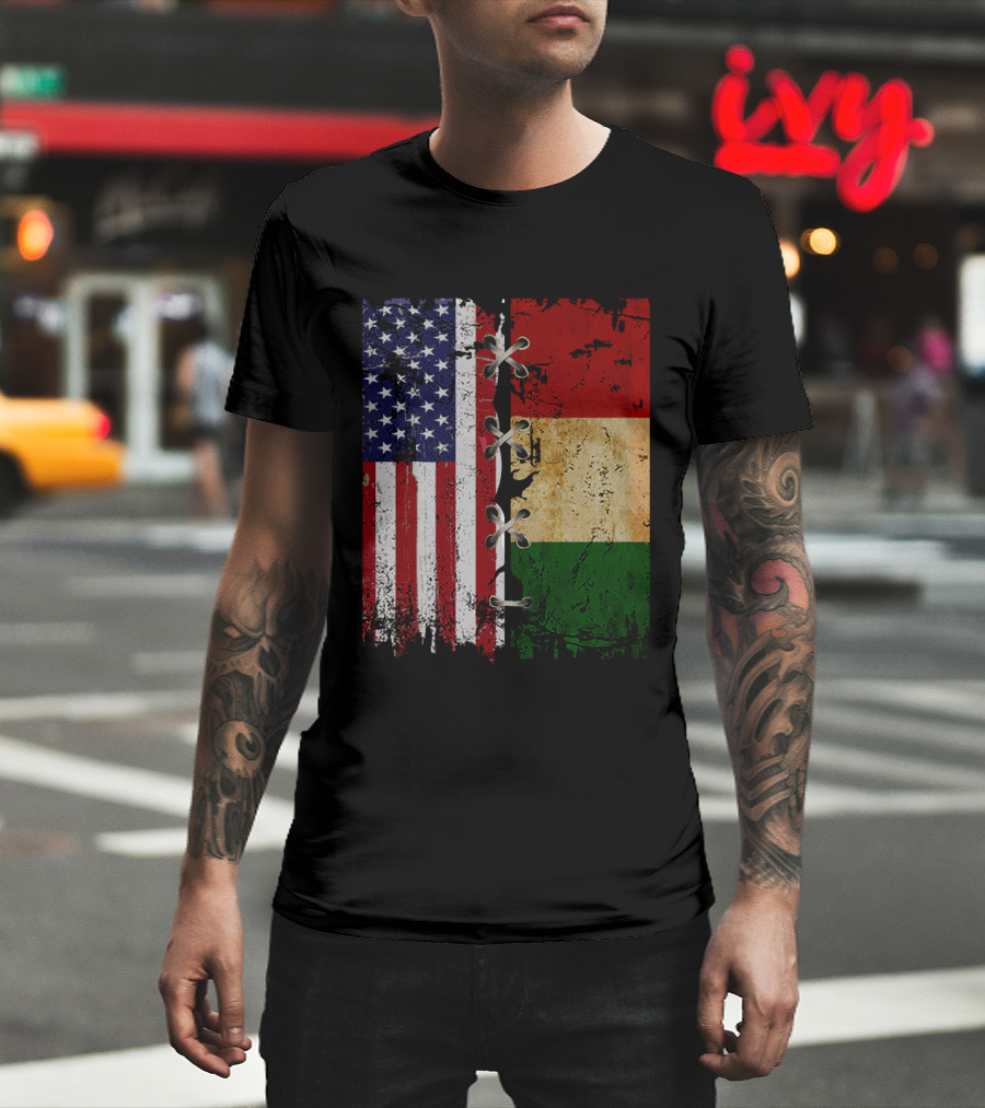 American Italian Flags United In T-Shirt