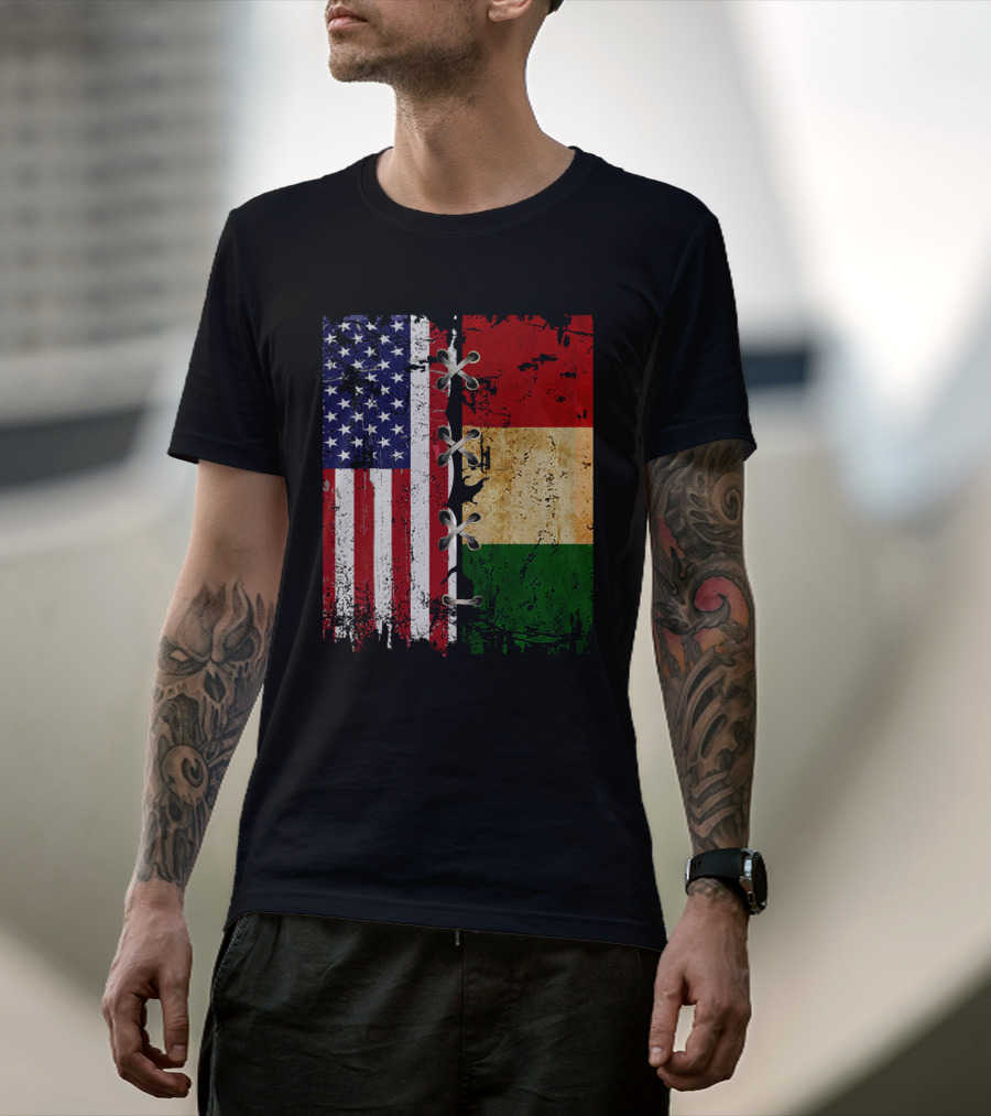 American Italian Flags United In T-Shirt