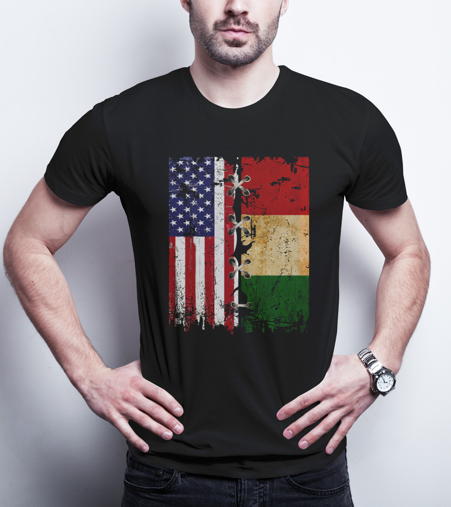 American Italian Flags United In T-Shirt
