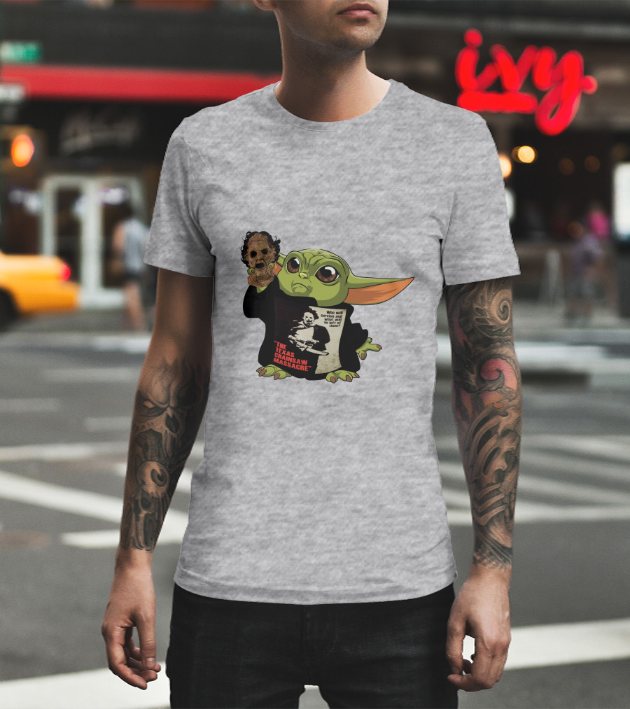 Baby Yoda Texas Chainsaw Massacre Mashup T-Shirt