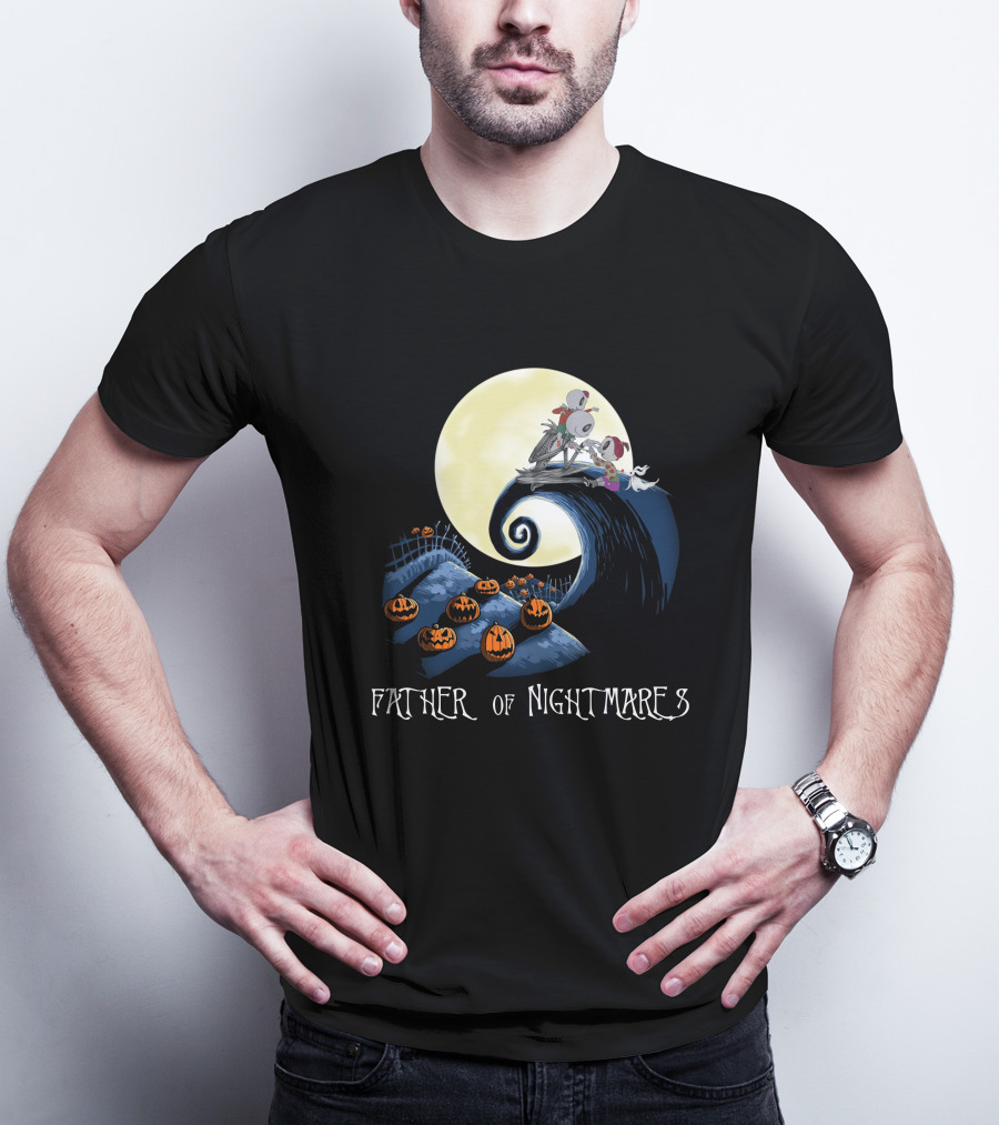 Father Of Nightmares Halloween Pumpkin Crescent Moon Scene T-Shirt