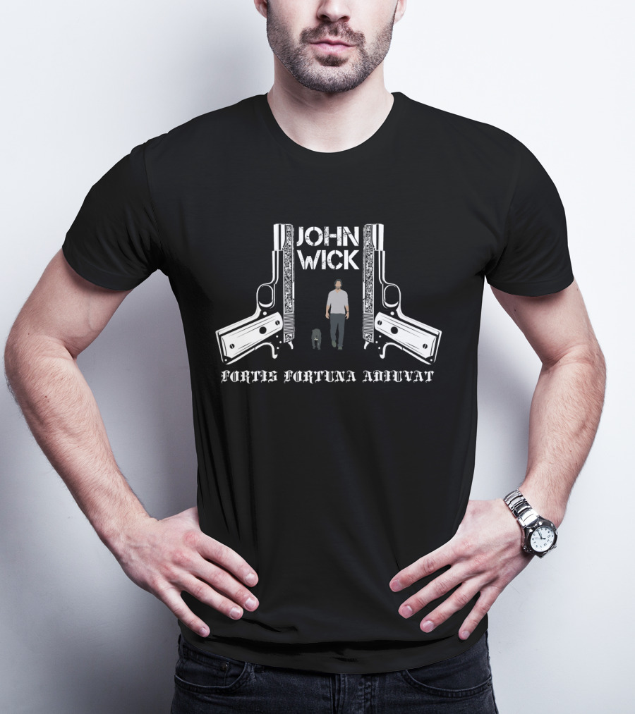 John Wick Fortis Fortuna Adiuvat Dual Pistols T-Shirt